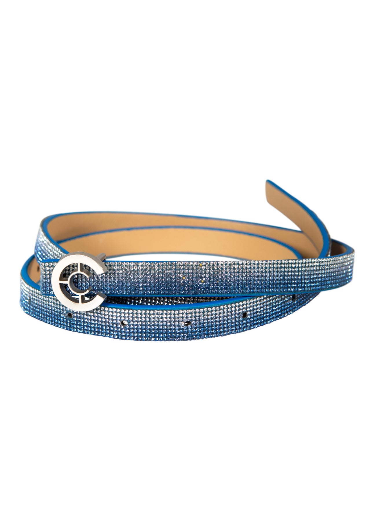 BELT WITH SIMILISTONE AND LOGO BUCKLE - Eclipse blue diamond ...